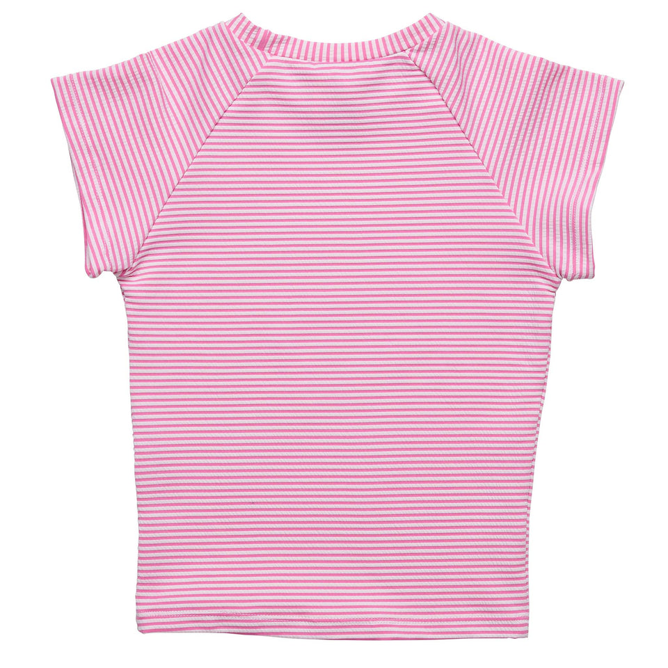 Raspberry Stripe SS Rash Top | Snapper Rock